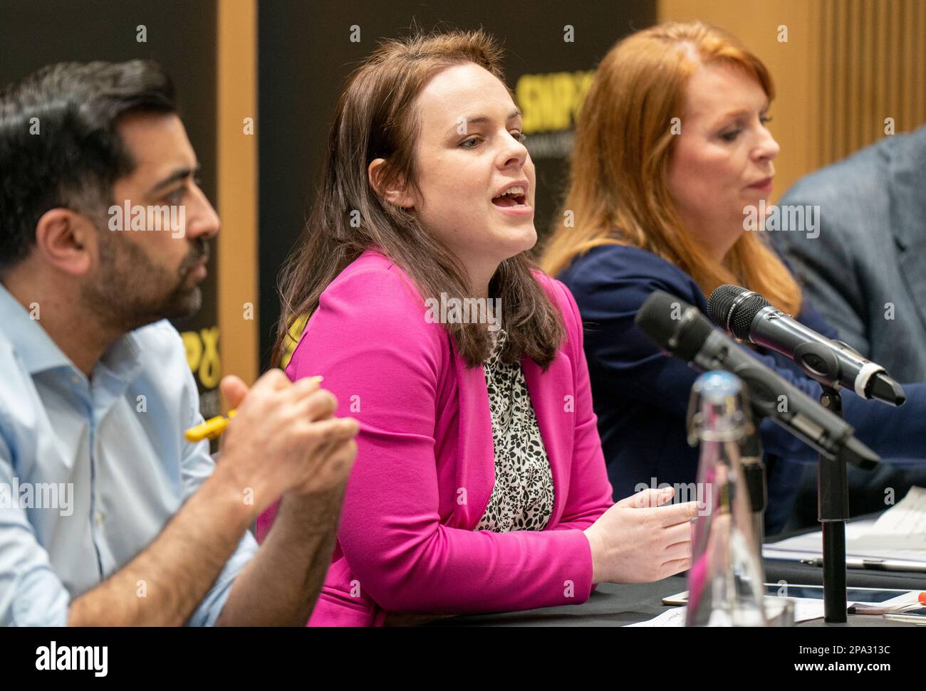 SNP leadership candidate Kate Forbes (centre) taking part in the SNP ...