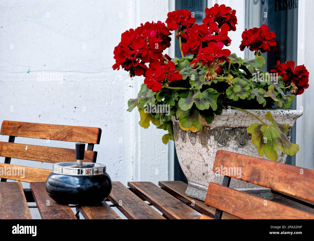 Flower decoration in Gamle Stavanger, an historic area of the old city ...