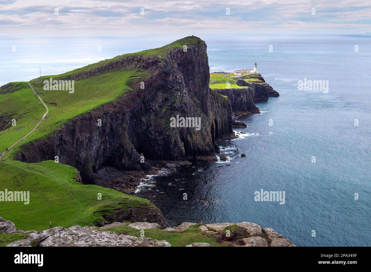 Neist point lighthouse, Isle of Skye, Scotland, on a cloudy day of late ...