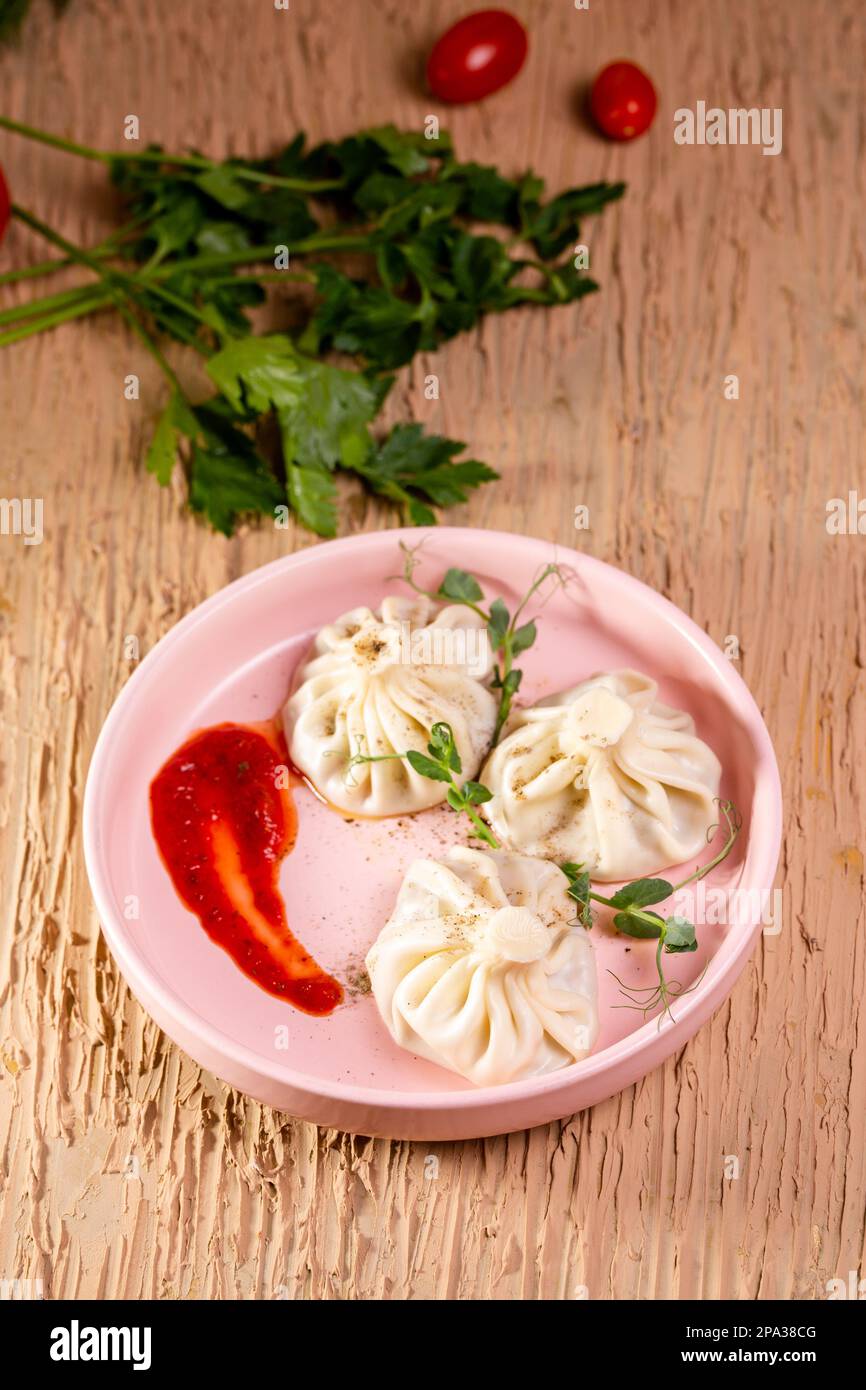 Food three georgian khinkali hi-res stock photography and images - Alamy