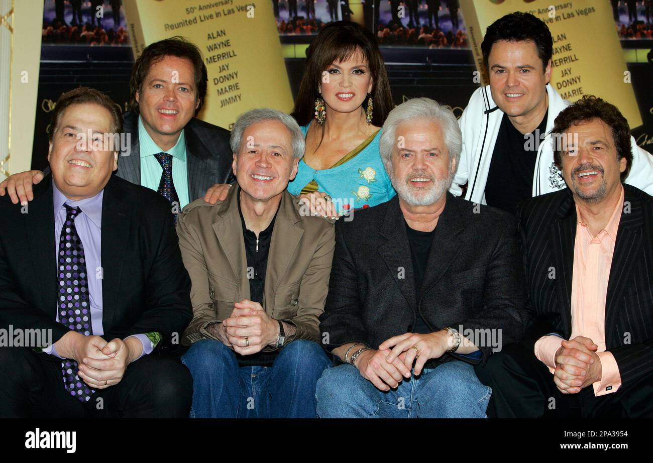 American band 'The Osmonds' from left front row Alan, Wayne, Merrill ...