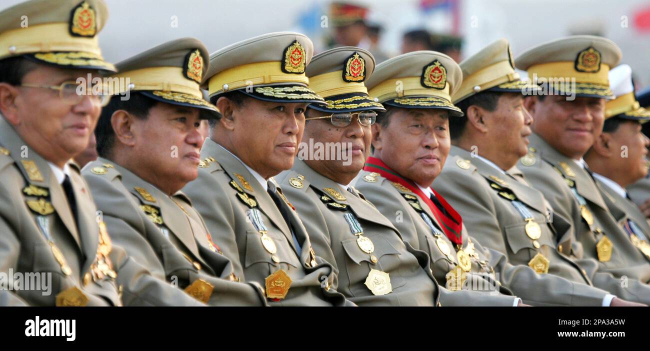 Members of Myanmar's military junta look on during Armed Forces Day ...