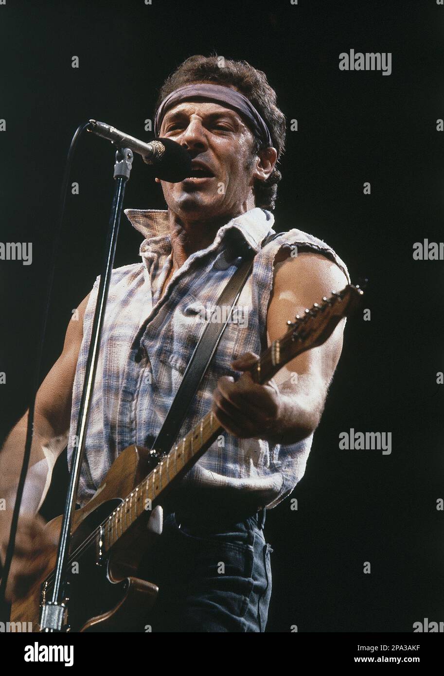 ** FILE ** In this file photo from Aug. 6, 1984, Bruce Springsteen is ...