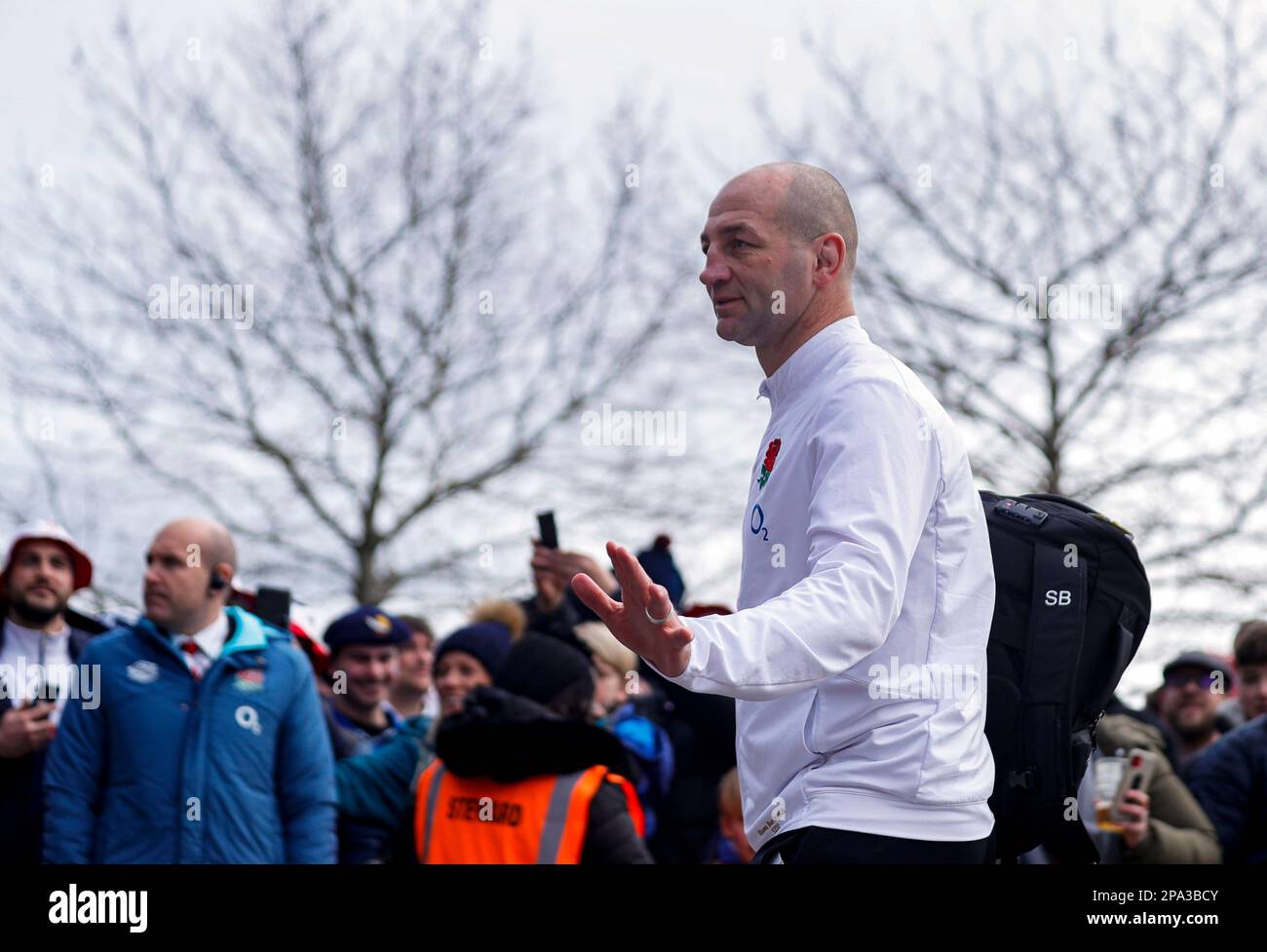 England head coach Steve Borthwick arrives before the Guinness Six ...