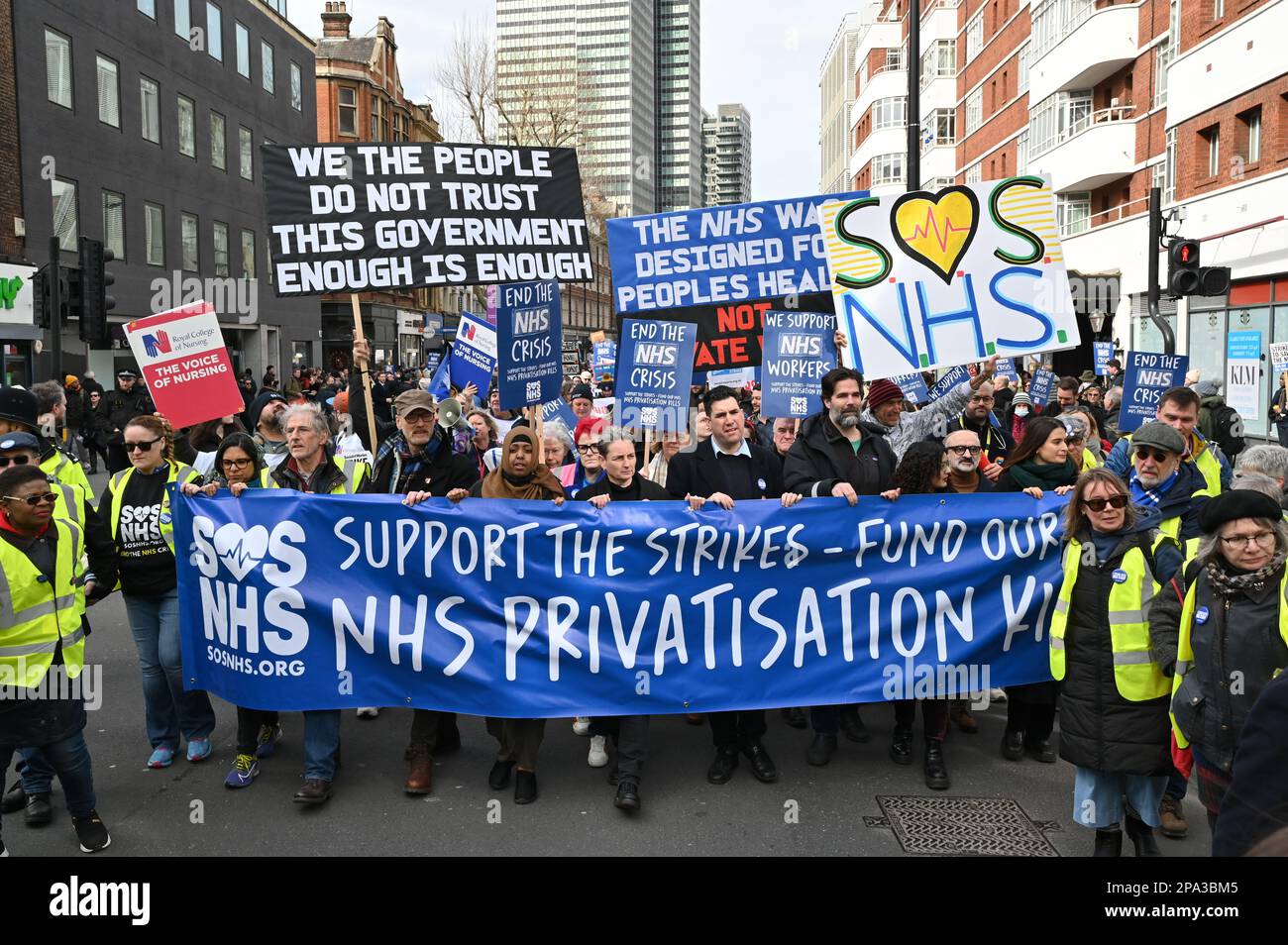 London, UK. 11 March 2023. Thousands rallied in support of NHS workers ...