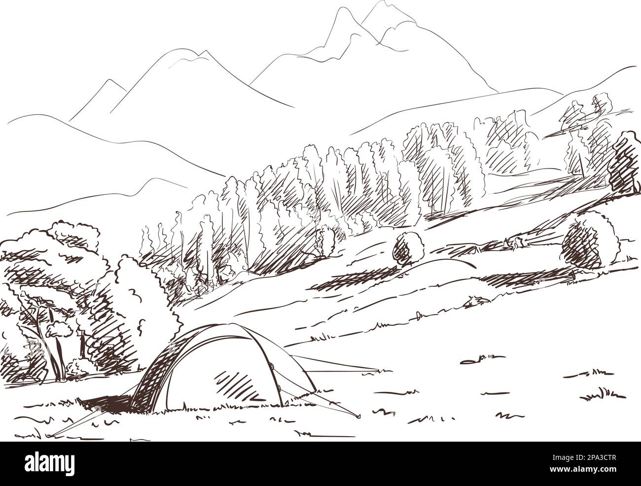 Mountain camping resort Stock Vector Images - Alamy