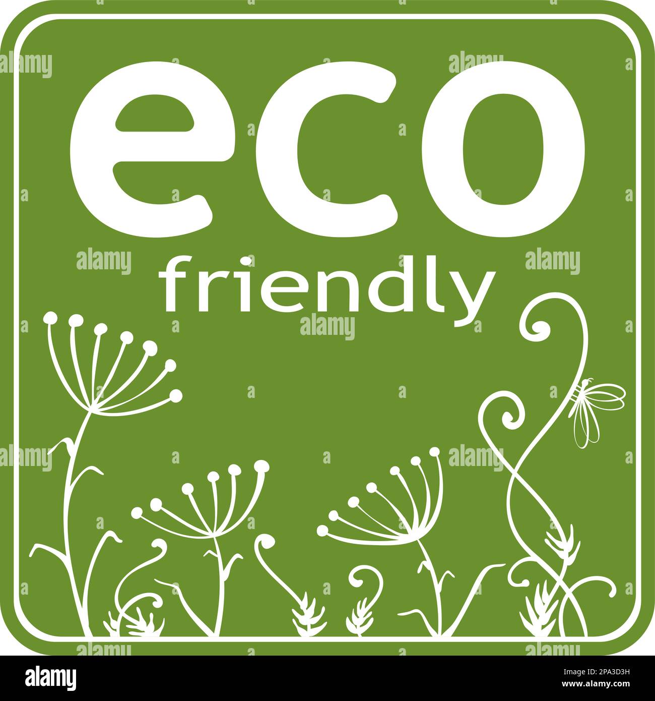 Green banner with text Eco friendly decorated with freehand hand drawn ...