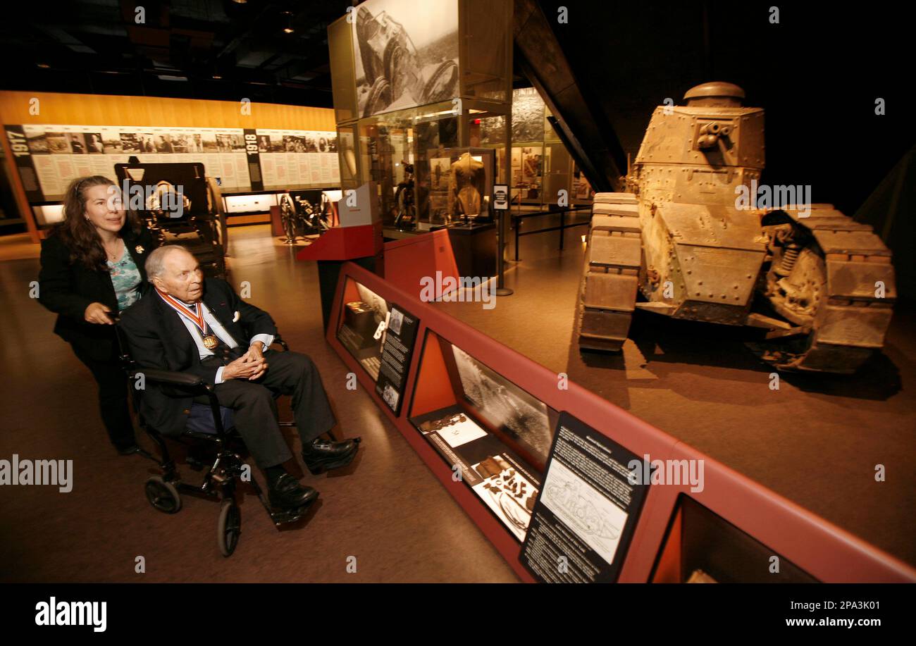 Frank Buckles is pushed by his daughter Susannah Flanagan as he tours ...