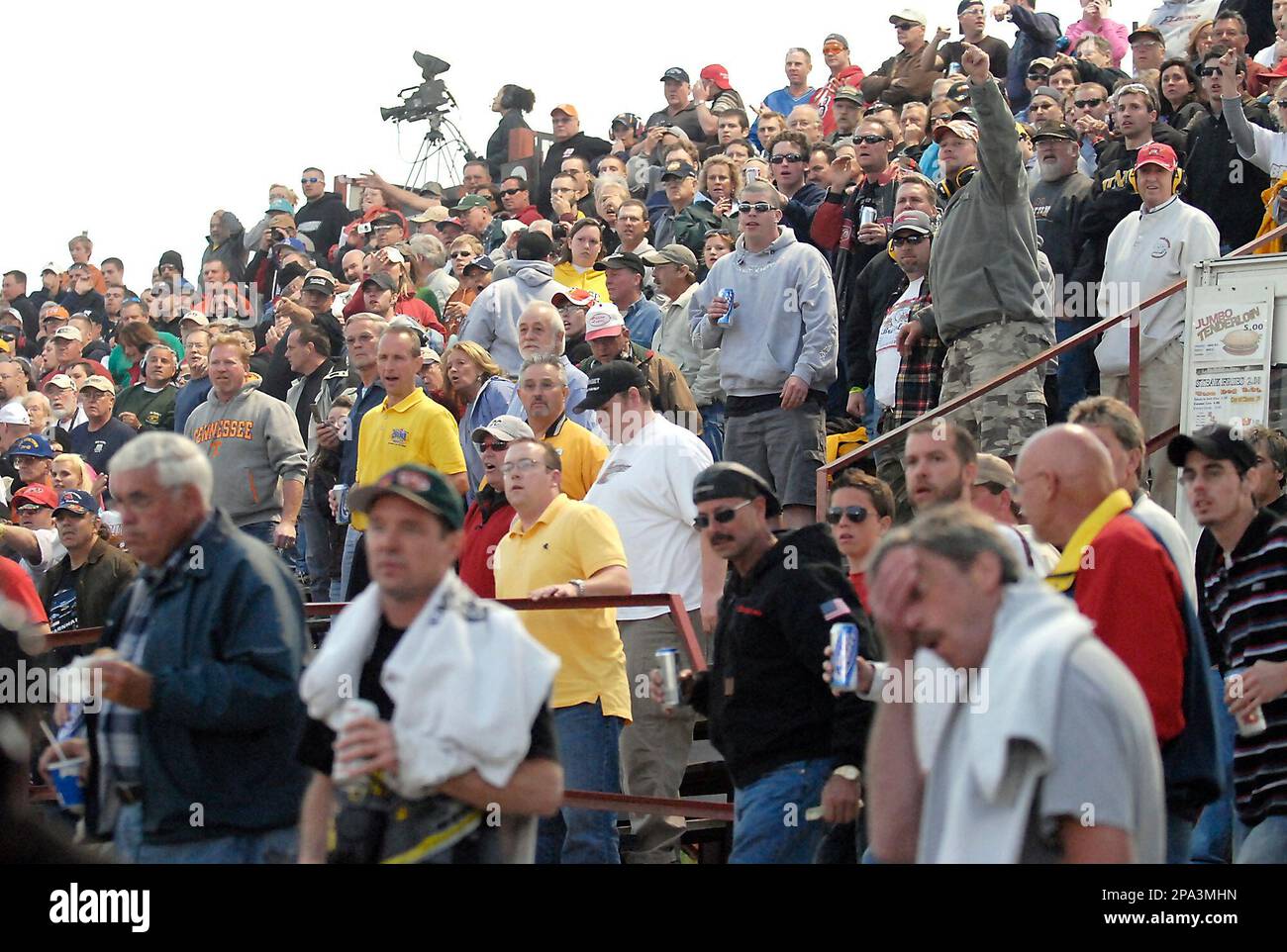 Spectators at the Anderson Speedway 60th Pay Less Little 500 look on in ...