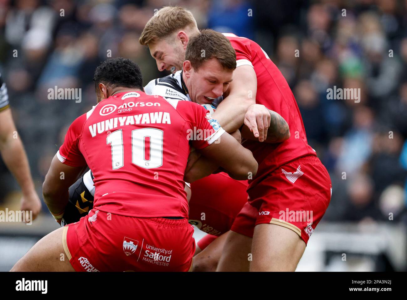 Salford Red Devils King Vuniyayawa and Jack Ormondroyd stop Hull FC's ...