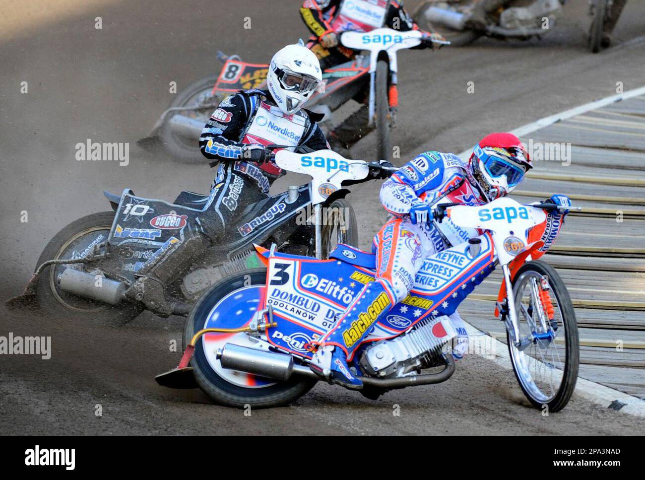 Australia's Jason Crump, right, infront of Sweden's Andreas Jonsson ...