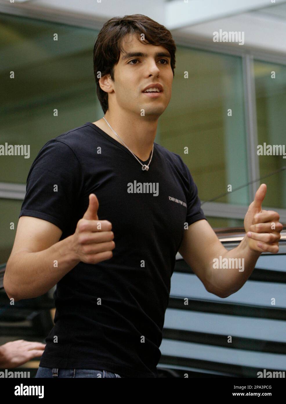 AC Milan's Kaka of Brazil gives two thumbs up as he leaves the Pasteur ...