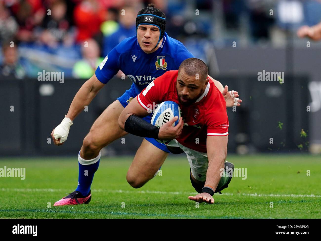 Wales' Taulupe Faletau dives in to scores his sides fourth try of the ...