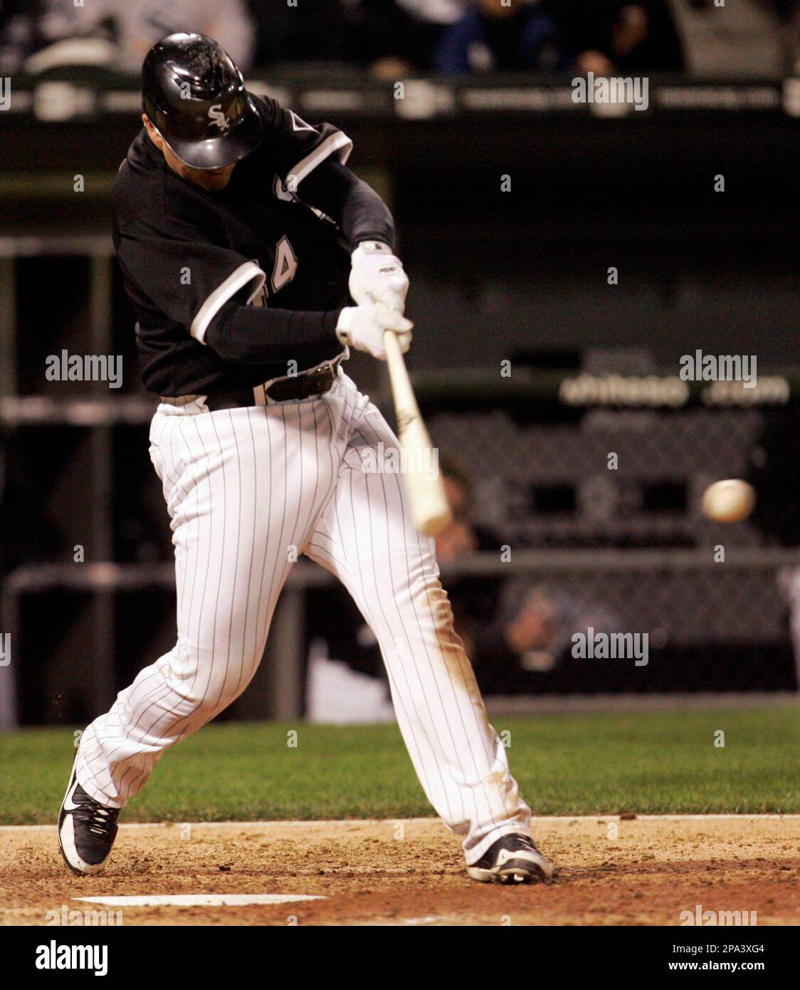 Chicago White Sox's Toby Hall hits his third hit of the game in the ...
