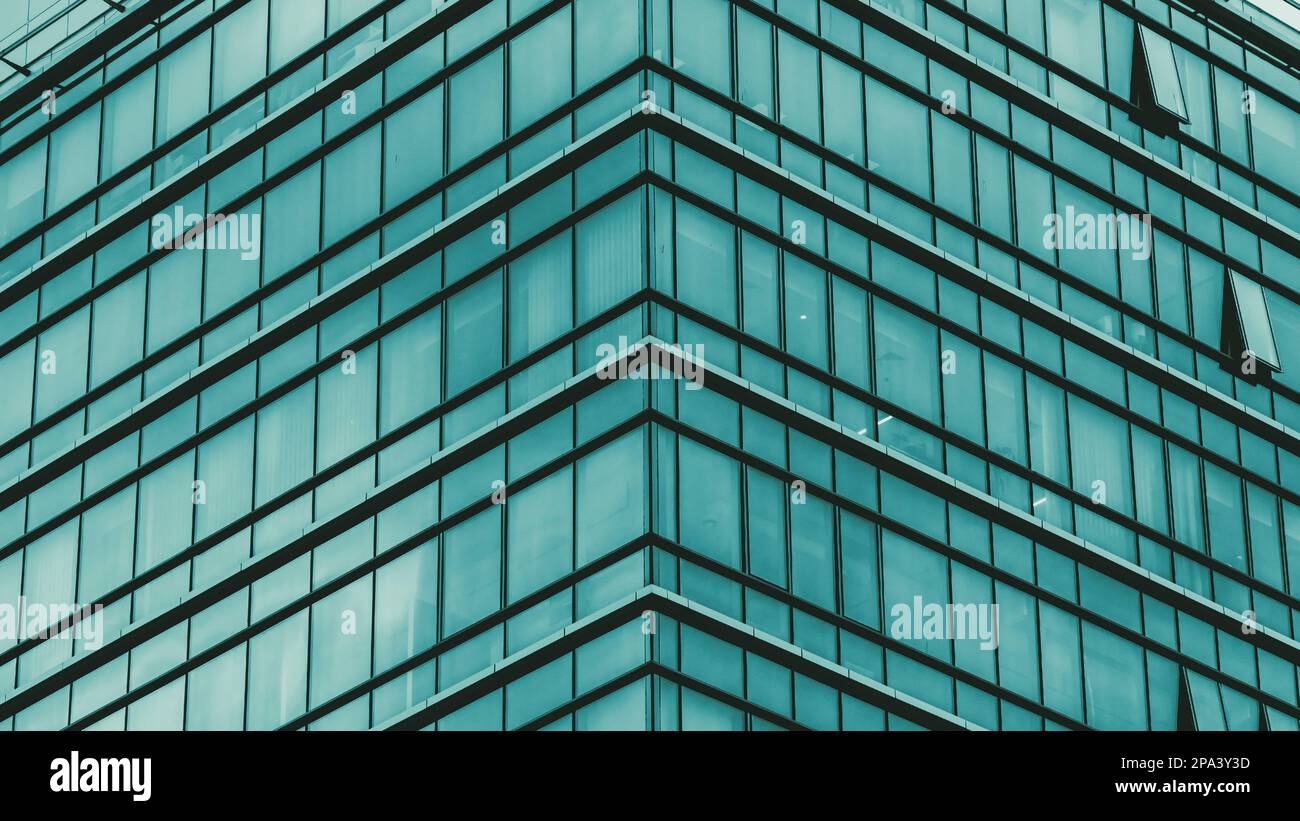 Skyscrapers office exterior. Details of complex high rise building ...