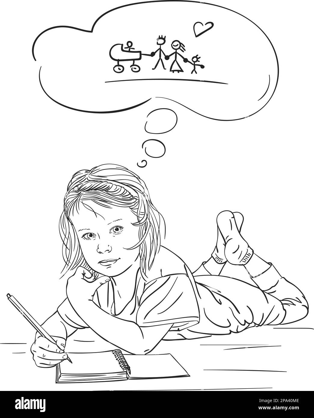 Girl Writing Drawing