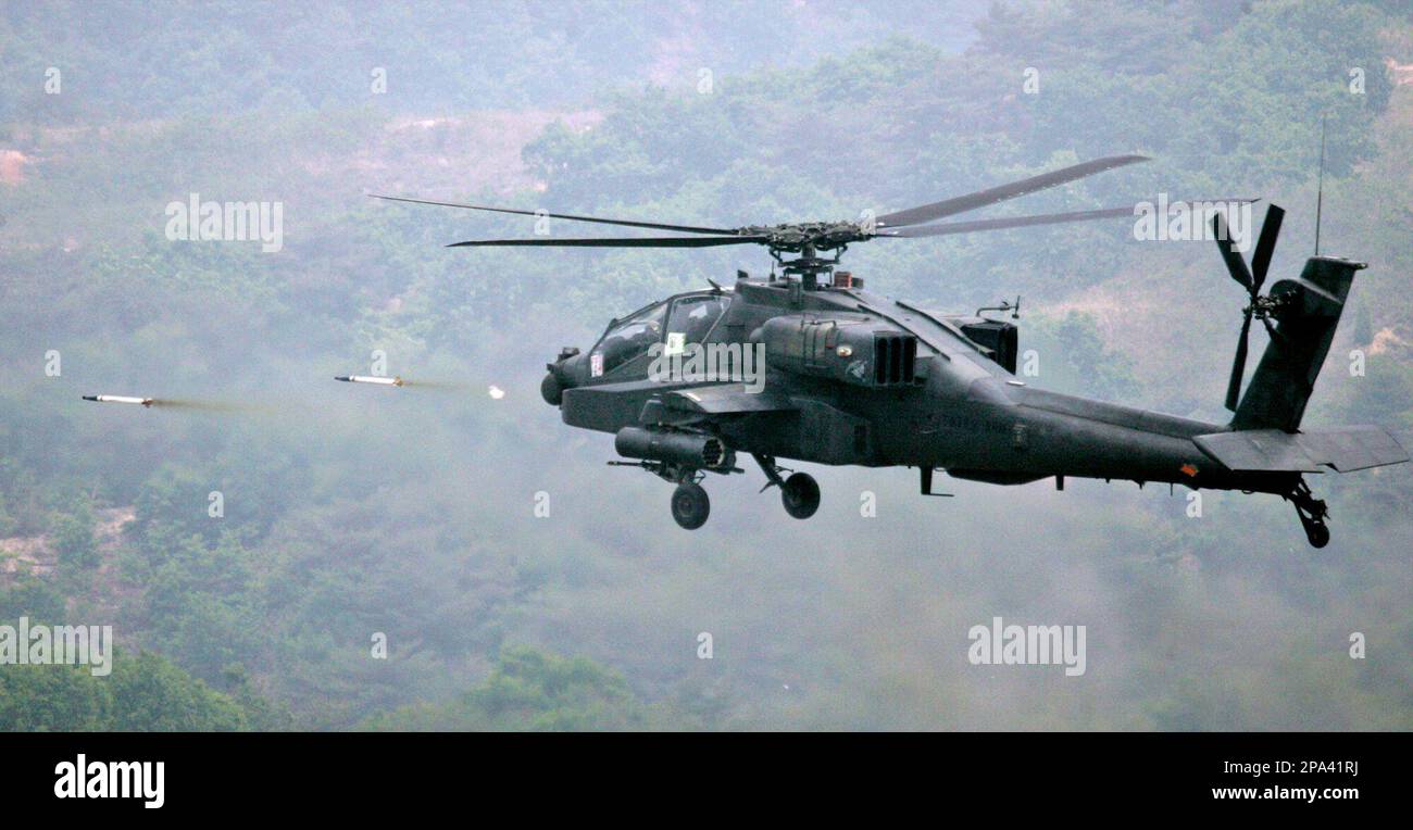 Apache Helicopter Firing Rockets