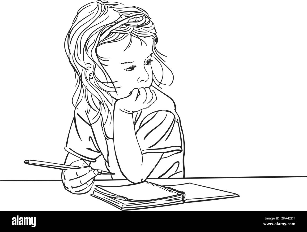 Girl Writing Drawing