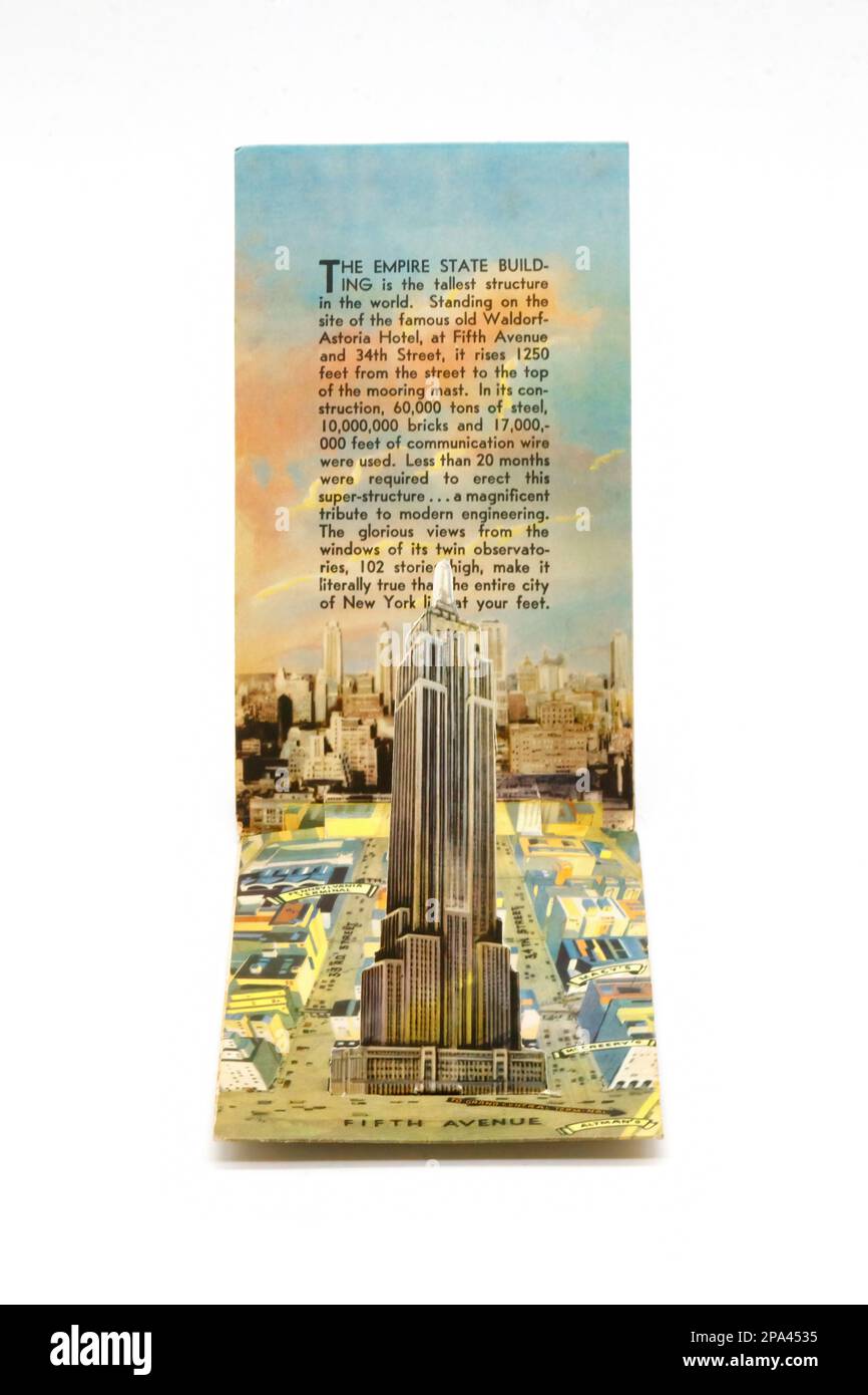 1930 1931 1930s vintage pop up cardboard souvenir of Empire State ...