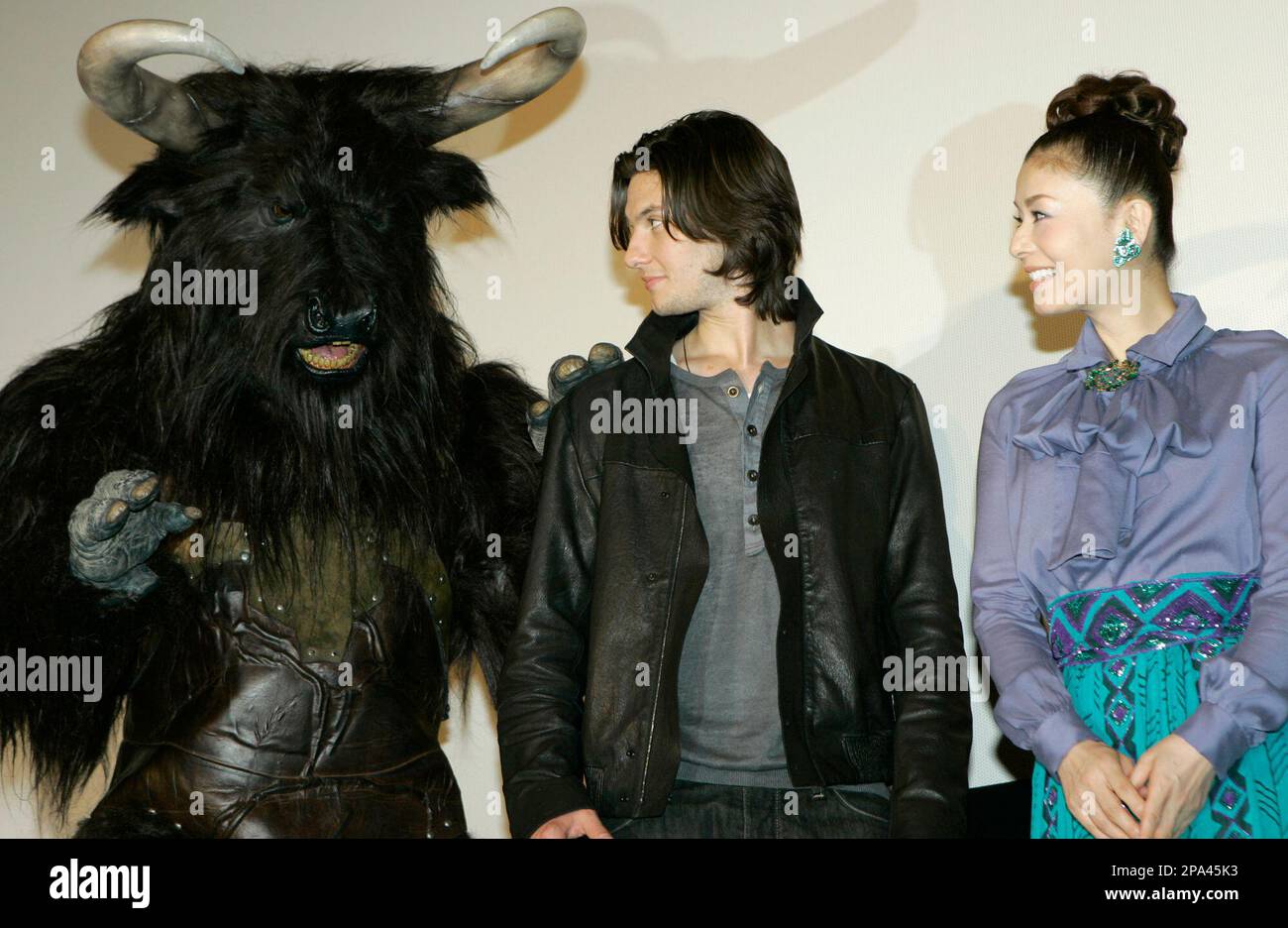 British actor Ben Barnes, center, and Japanese actress Mao Daichi ...