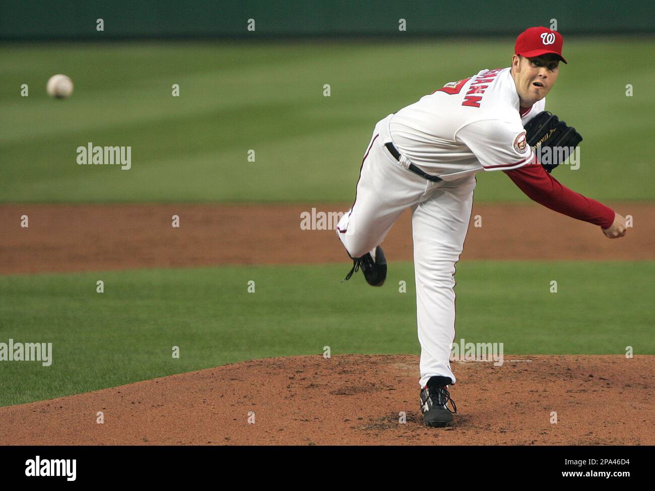 Washington Nationals starting pitcher Jason Bergmann throws against the ...