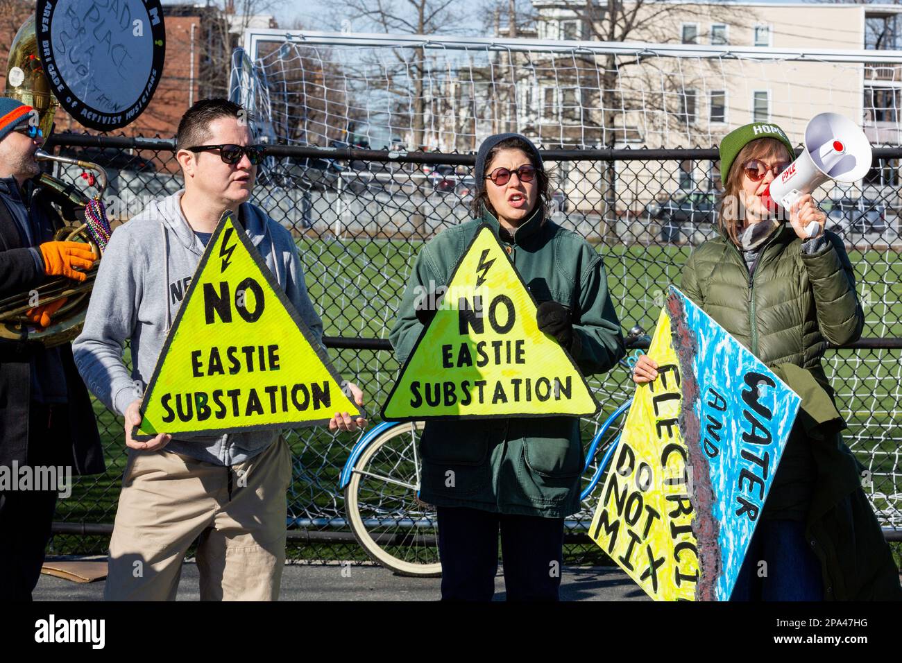 March 10, 2023. East Boston, MA. Climate activists from the local ...