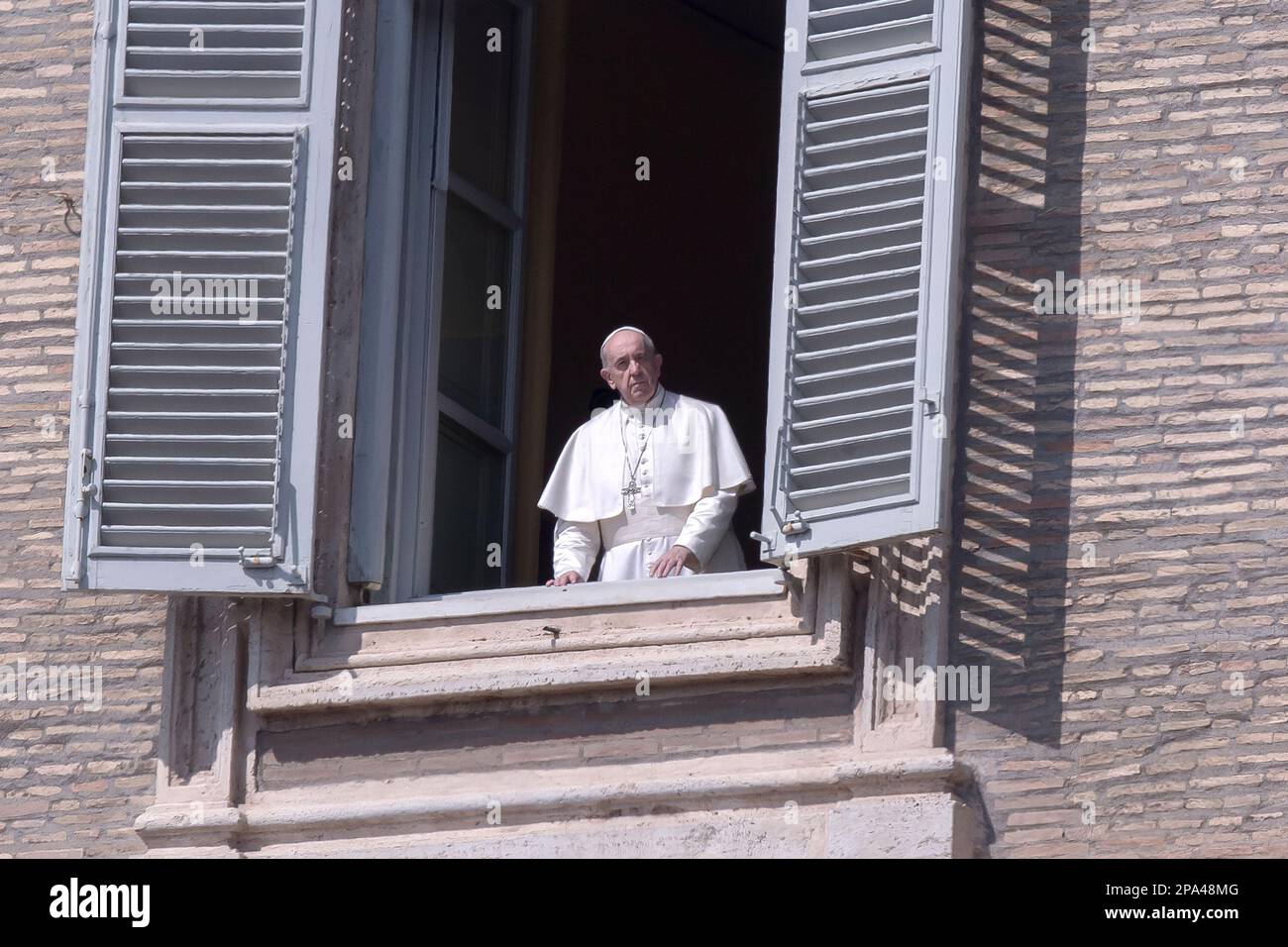 Vatican City, vatican, 22 march 2020. Pope Francis looks out of his ...