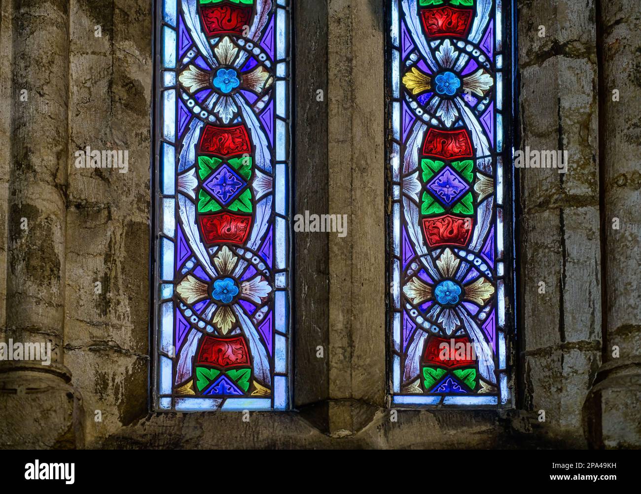 Stained glass skylight. An architectural feature or detail of the ...