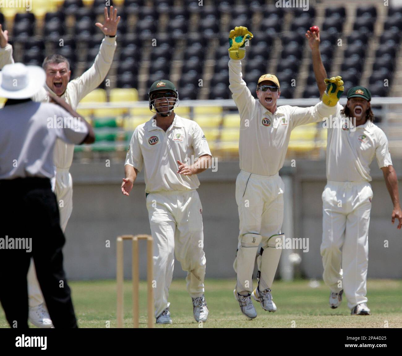 Australia's players, from right, Andrew Symonds, wicketkeeper Brad ...