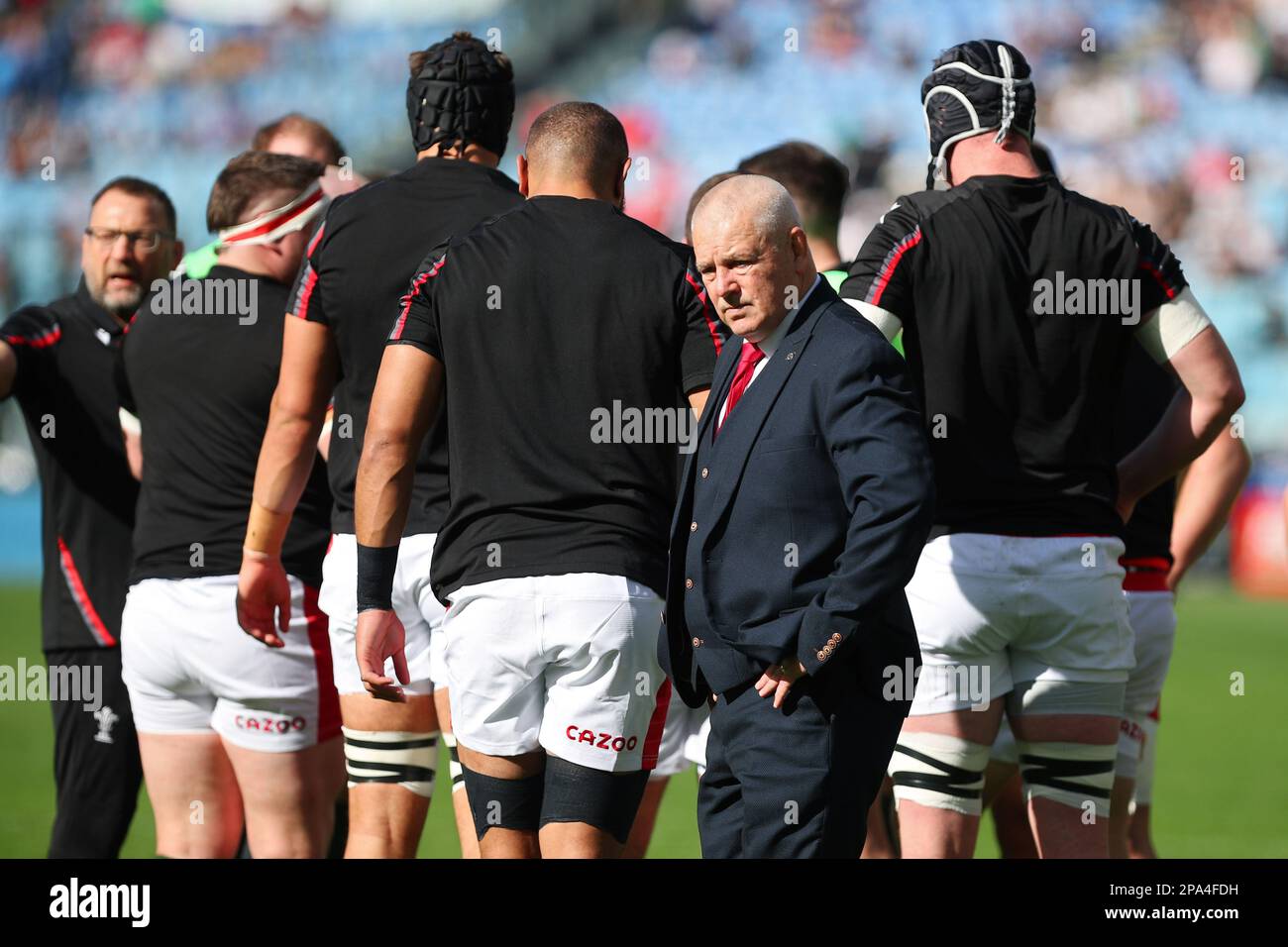 Warren Gatland head coach of Wales during warm up before the Six ...