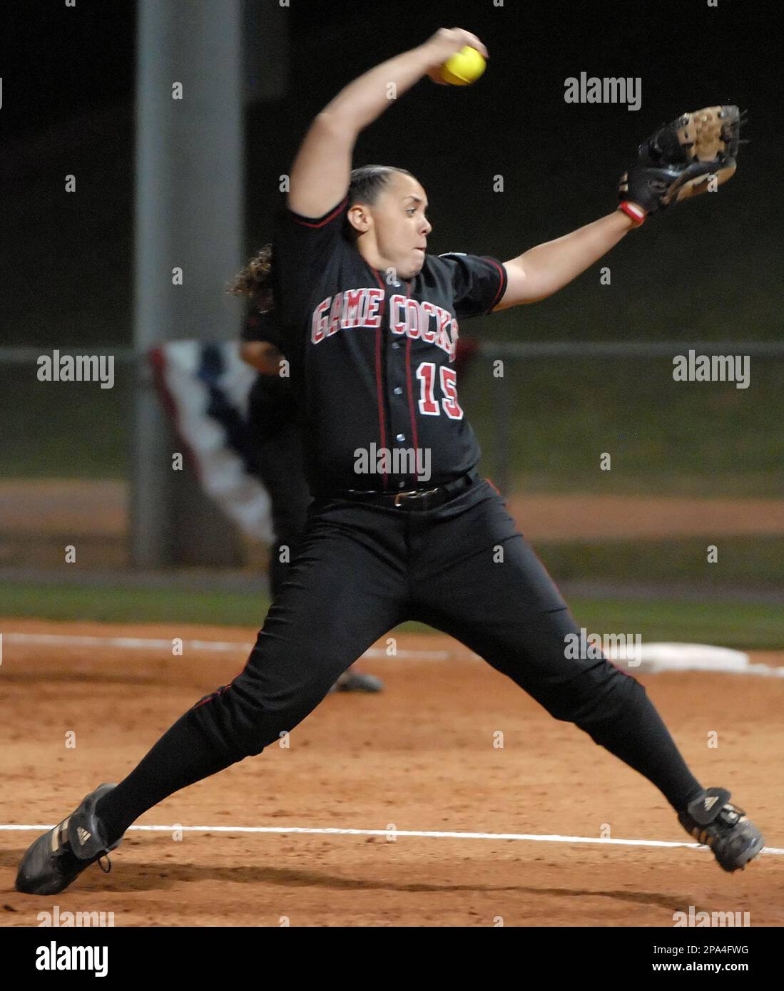 Jacksonville State pitcher Ashley Eliasson delivers to home plate in ...