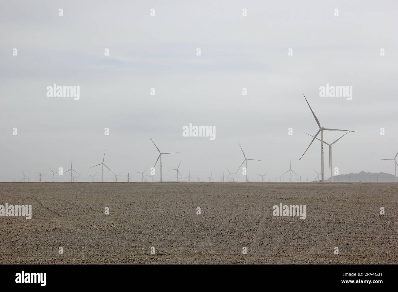 Gigawatt wind farms near Lenghu in northwest China's gobi desert, where ...