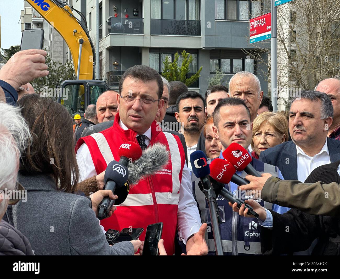 Mayor of Istanbul Ekrem Imamoglu speaks with journalists in Istanbul ...