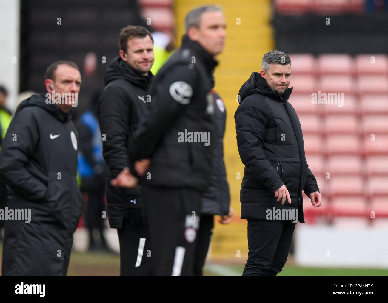 Plymouth Argyle Manager Steven Schumacher gestures, shouts, pointing ...