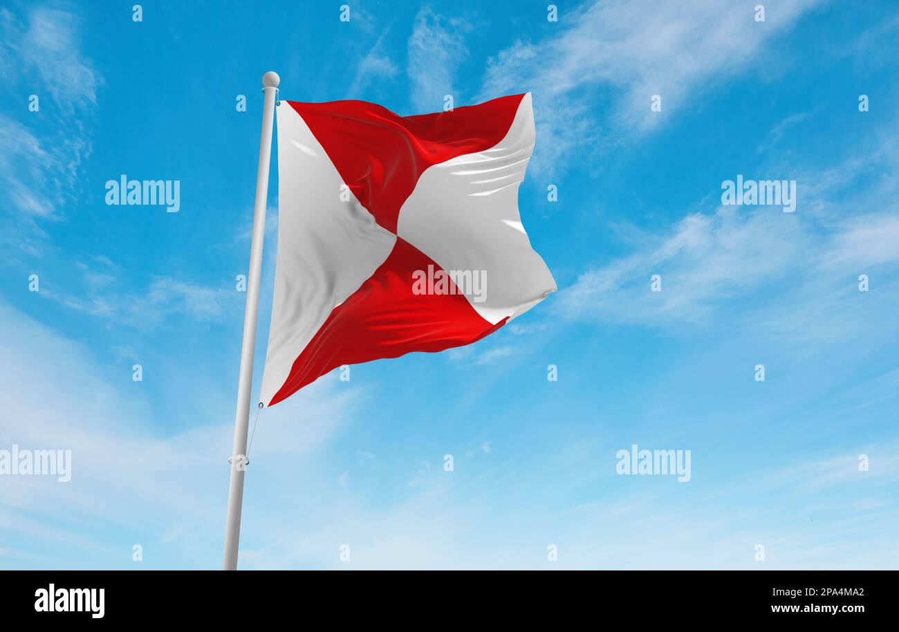 official flag of Land Forces Army Command Turkey at cloudy sky ...