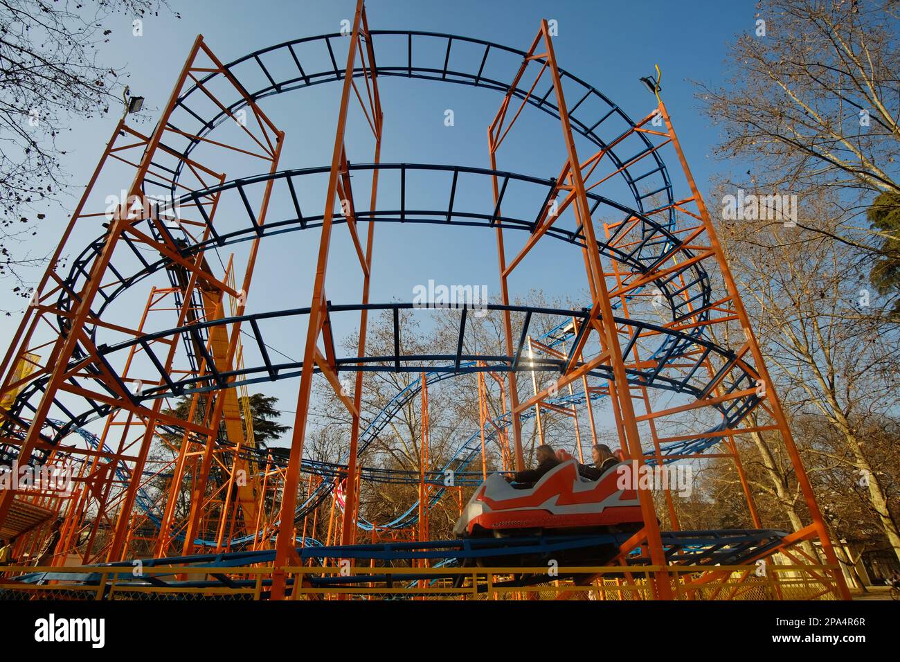 Girls having fun with Roller Coaster Amusement Park Ride at the Luna ...