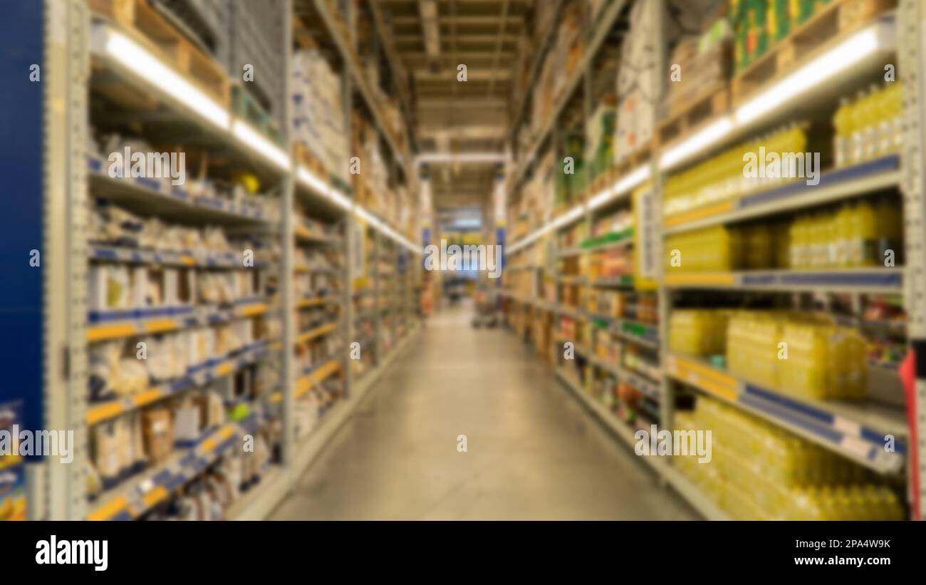 Supermarket background. Supermarket blurred backdrop or background ...