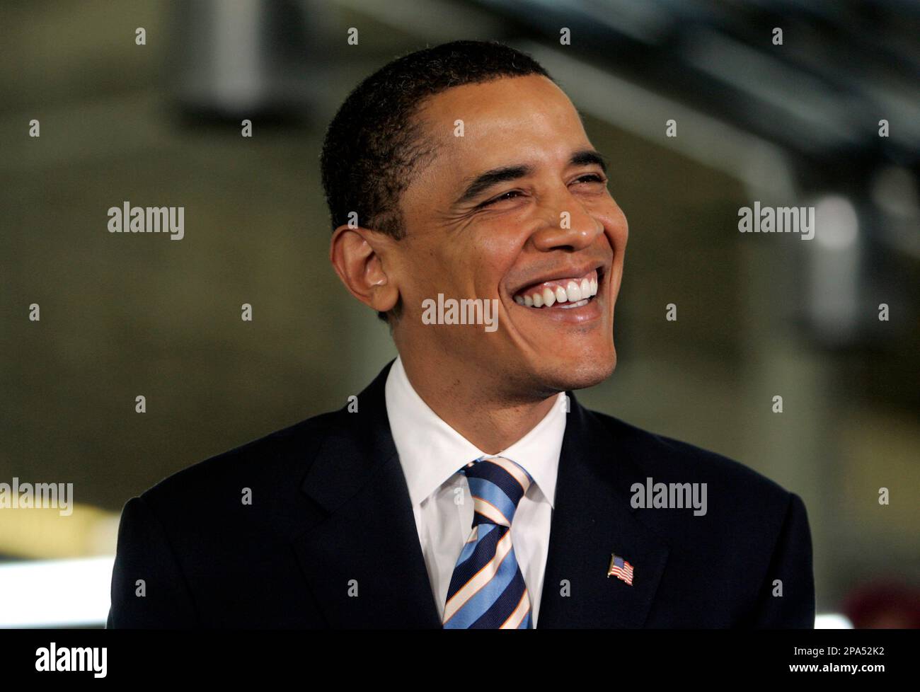 Democratic presidential hopeful, Sen. Barack Obama, D-Ill., wears a U.S ...