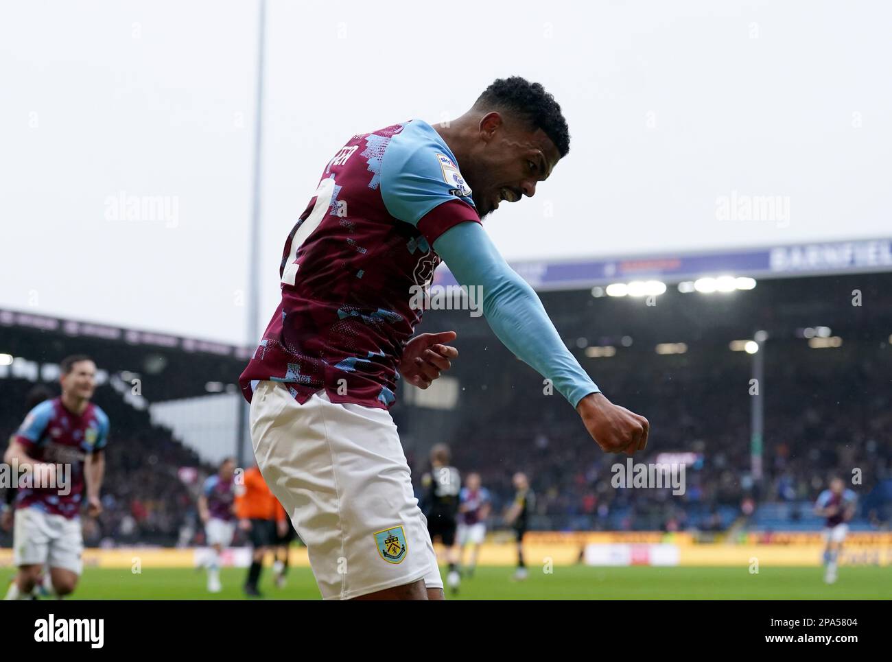 Burnley's Lyle Foster celebrates scoring their side's third goal of the ...