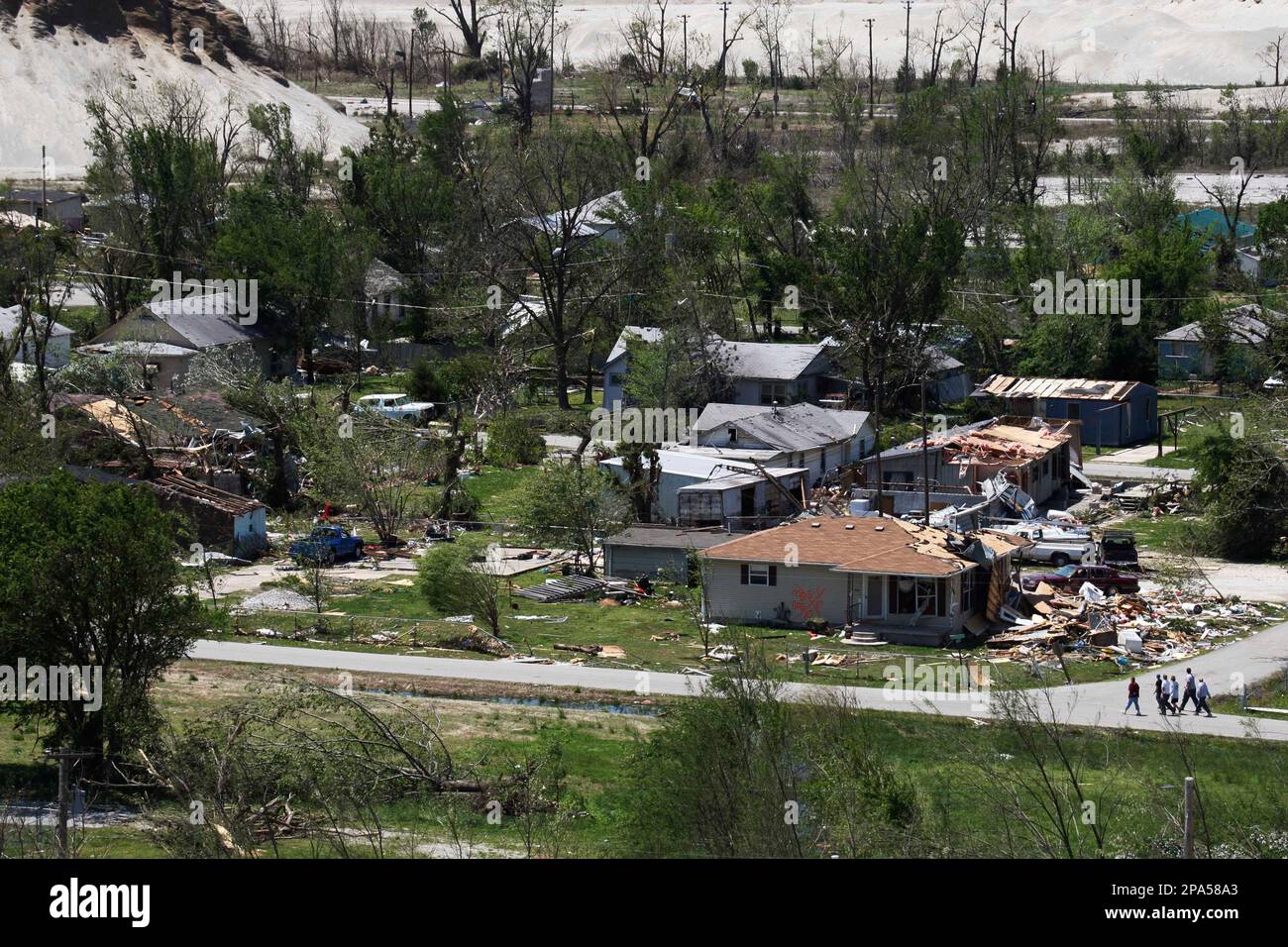 A view from a chat pile shows damage in a neighborhood of Picher, Okla ...