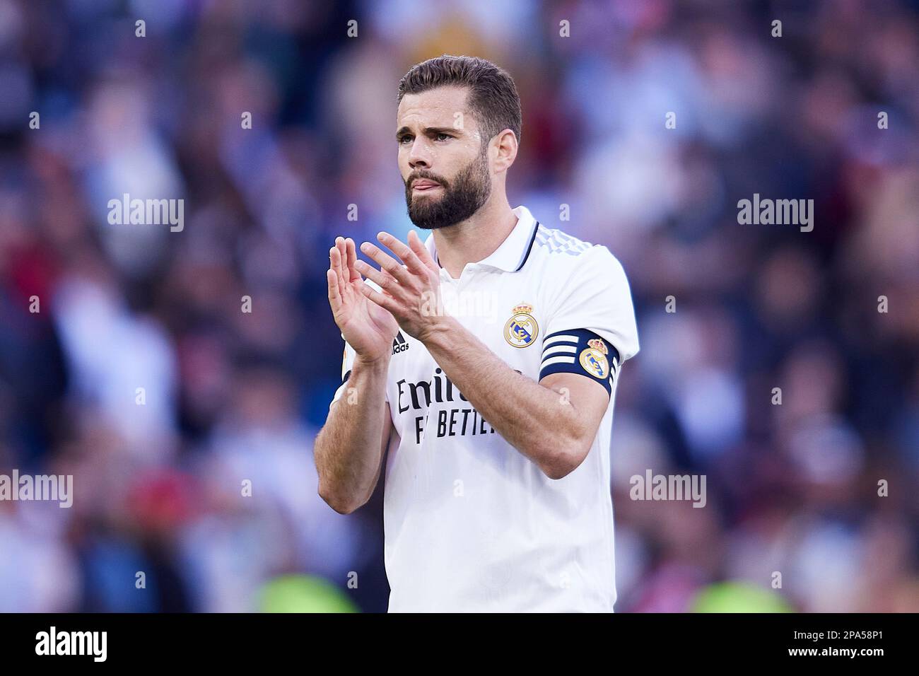 Madrid, Spain. 11th Mar, 2023. Nacho Fernandez of Real Madrid reacts ...