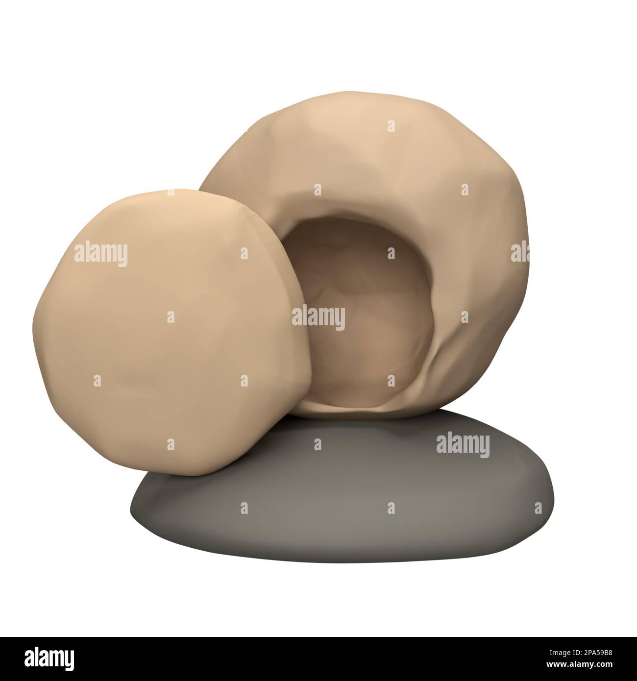 He is risen. Easter resurrection 3d icon illustration. Cave with large ...