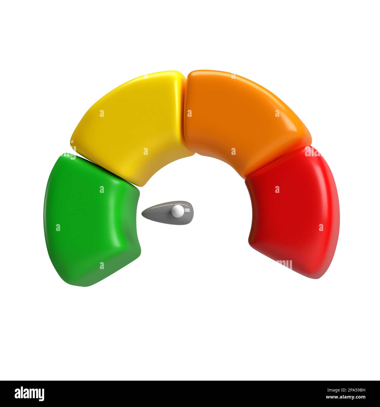 3d icon speedometer meter with arrow for dashboard with green, yellow ...