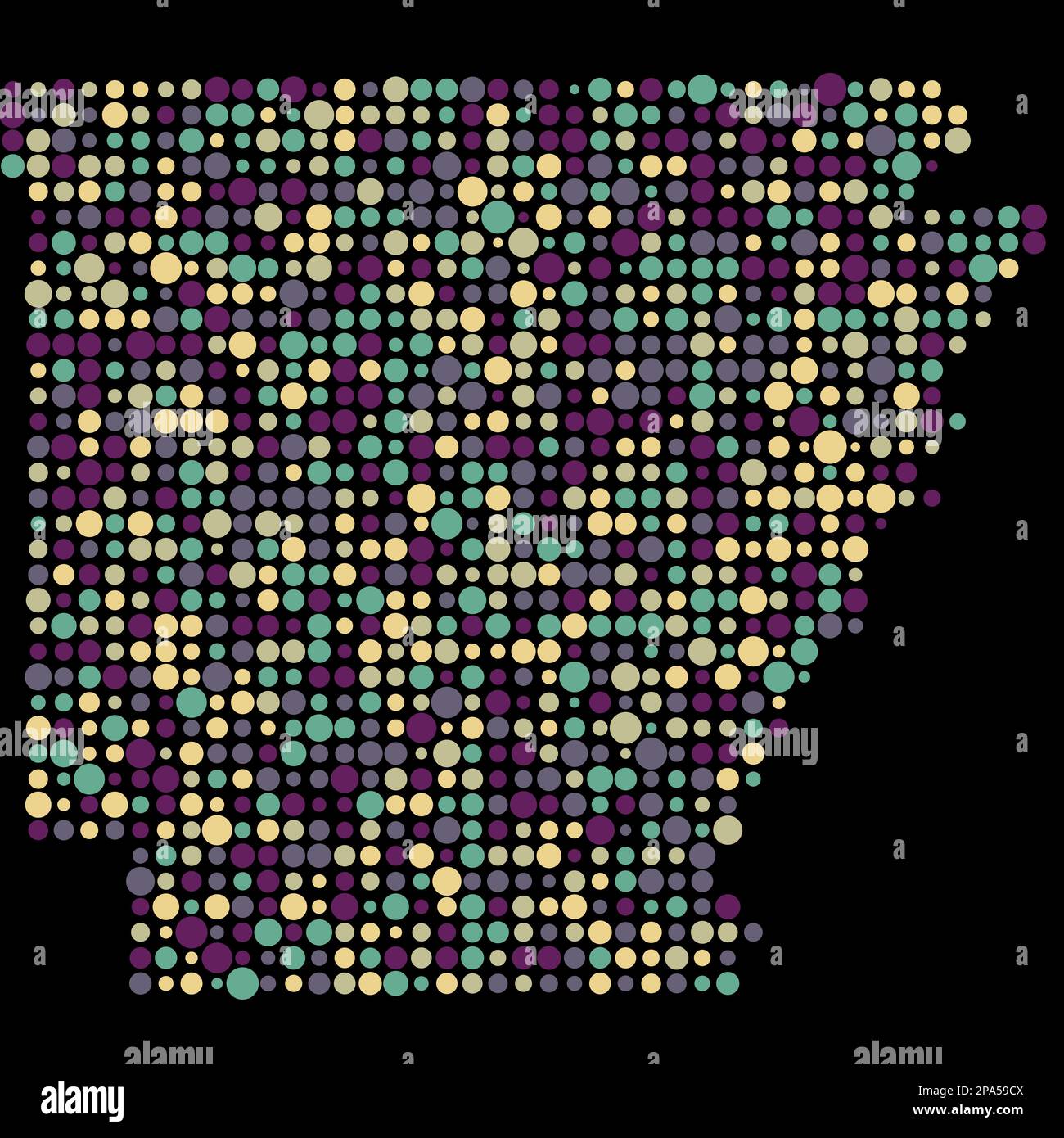 Arkansas Map Silhouette Pixelated generative pattern illustration Stock ...