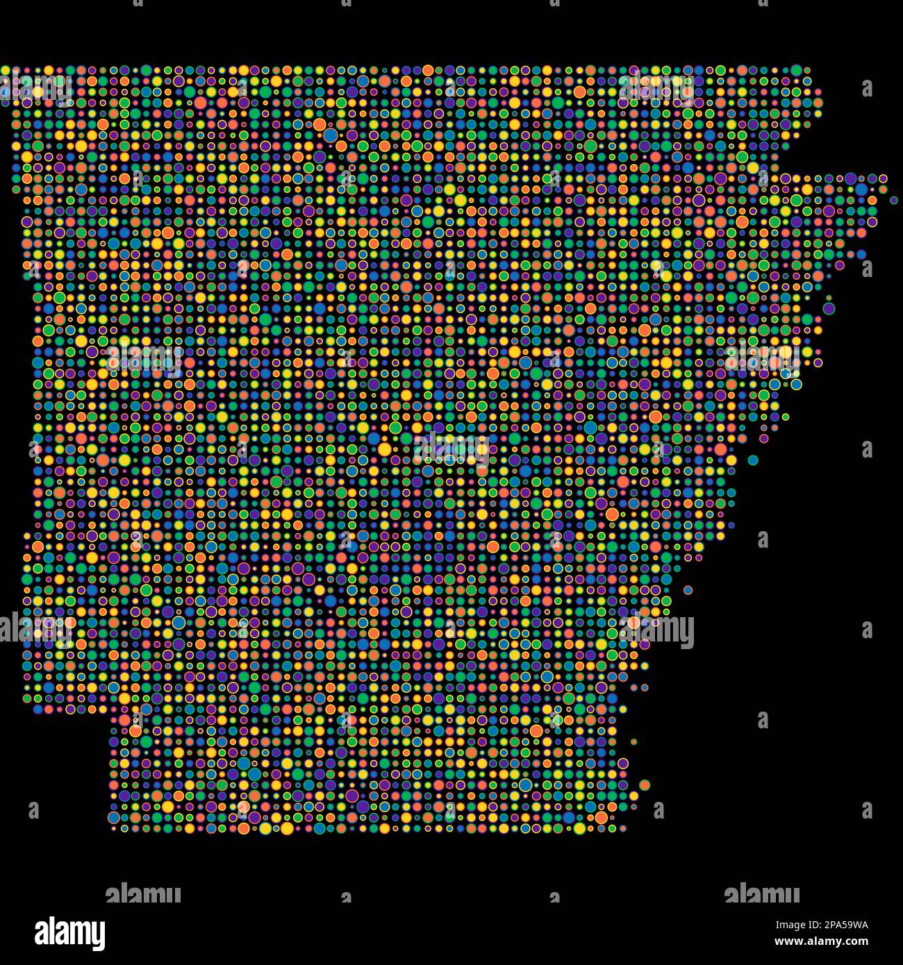 Arkansas Map Silhouette Pixelated generative pattern illustration Stock ...