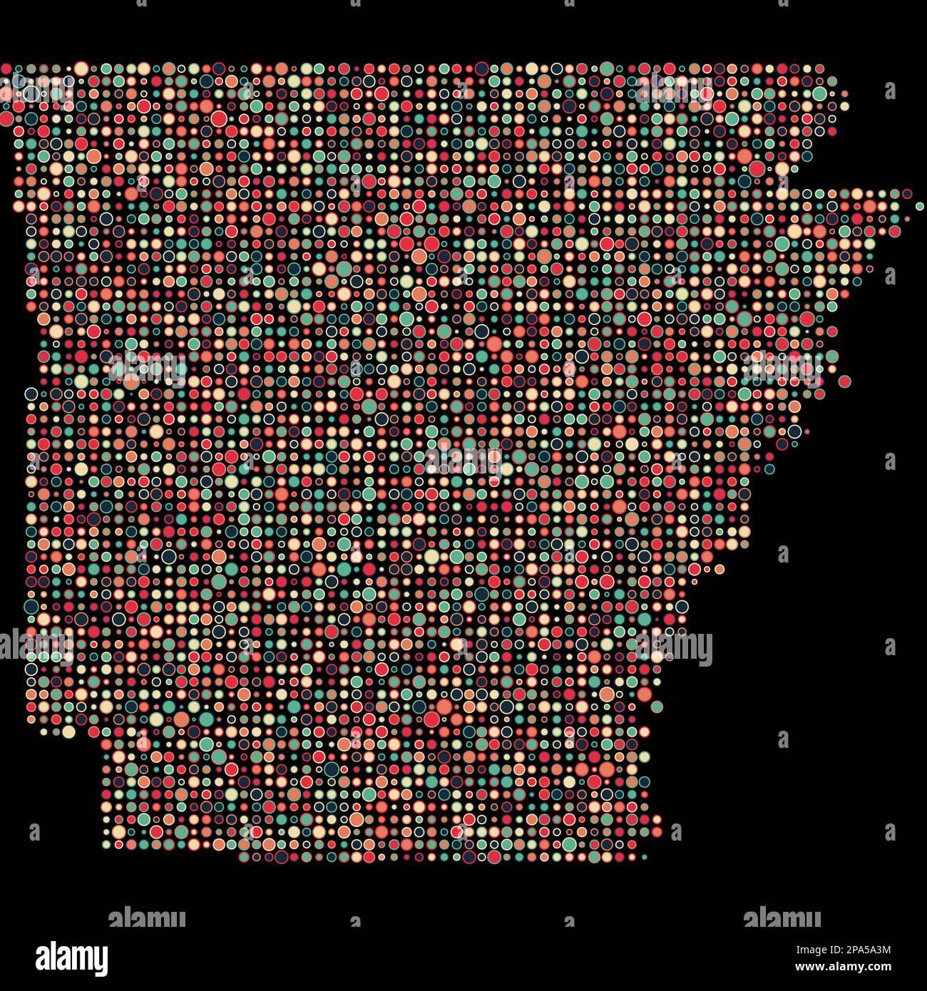 Arkansas Map Silhouette Pixelated generative pattern illustration Stock ...