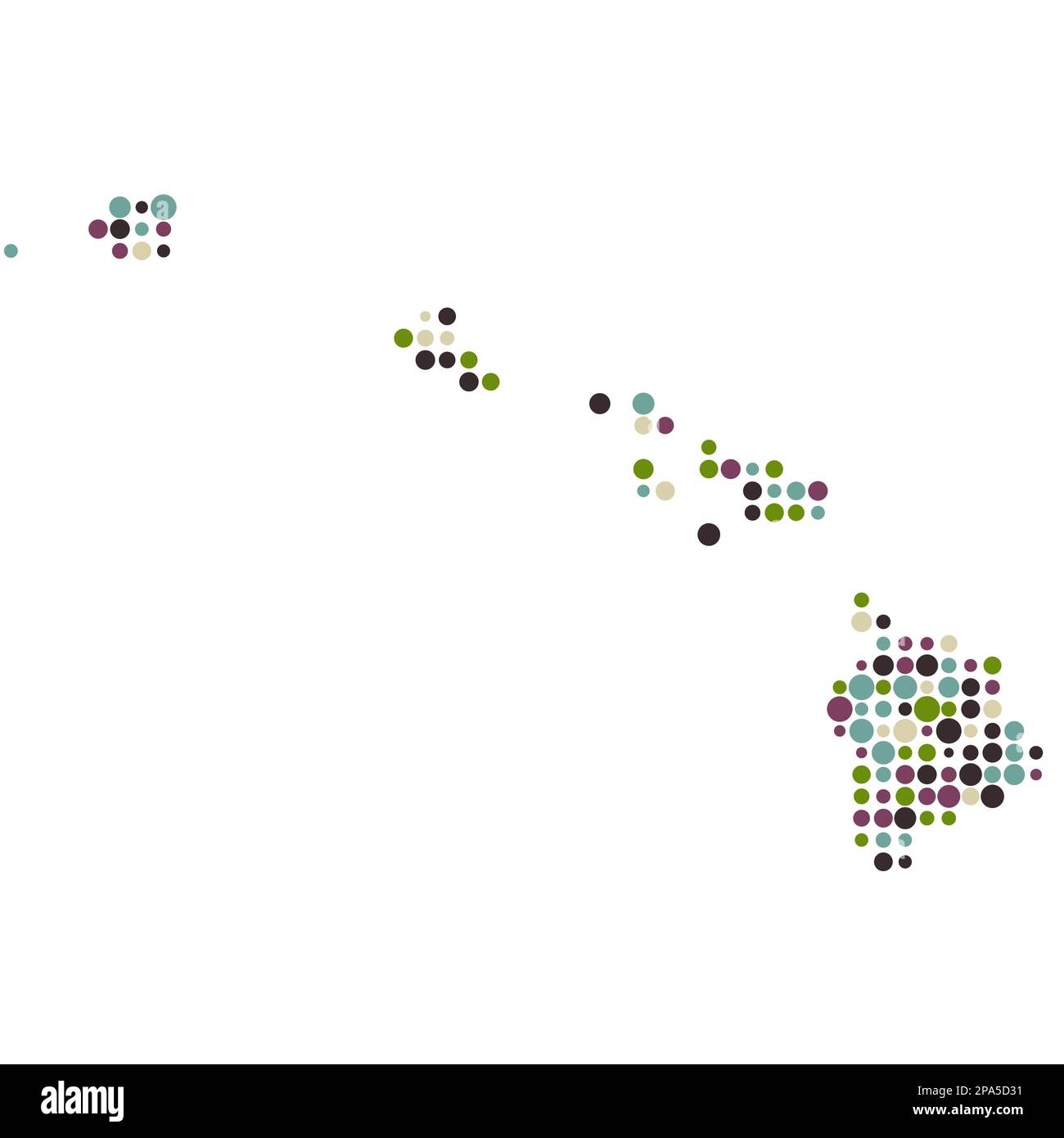 Hawaii Map Silhouette Pixelated generative pattern illustration Stock ...
