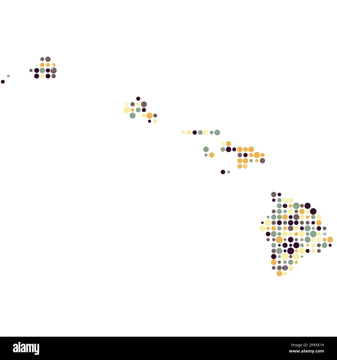 Hawaii Map Silhouette Pixelated generative pattern illustration Stock ...