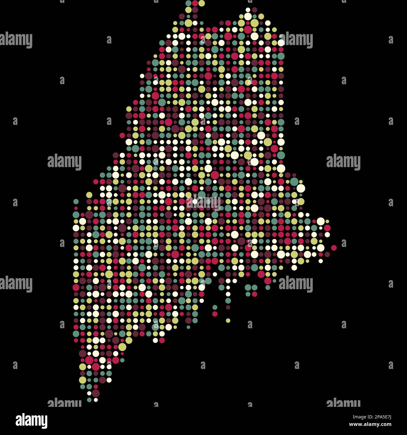 Maine Map Silhouette Pixelated generative pattern illustration Stock ...