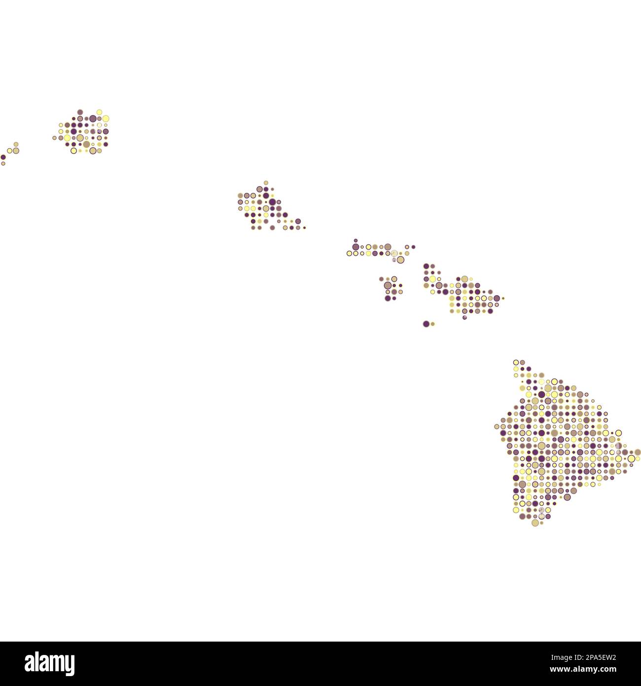 Hawaii Map Silhouette Pixelated generative pattern illustration Stock ...